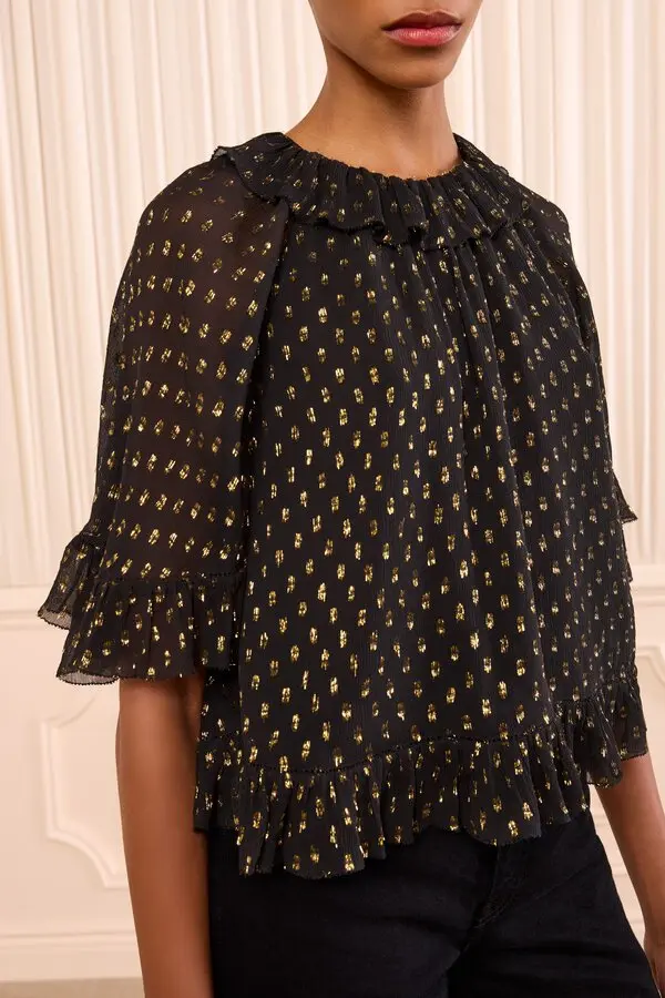 Ulla Johnson Minna Short Sleeve Silk Blouse