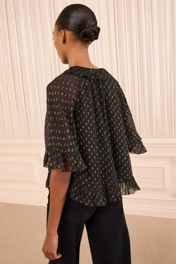 Ulla Johnson Minna Short Sleeve Silk Blouse