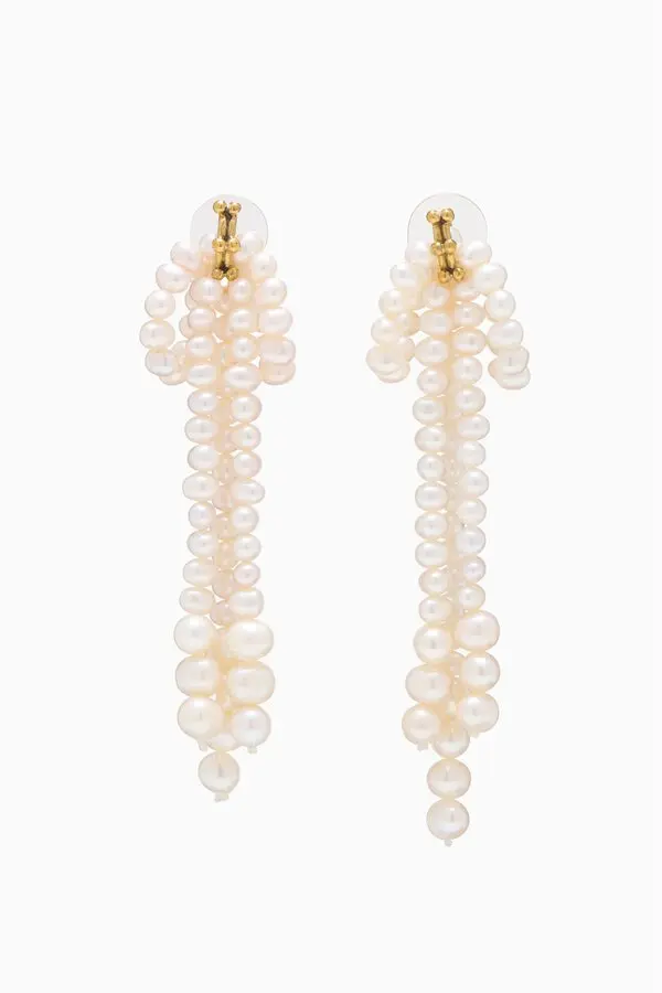 Ulla Johnson Bow Earring With Mother Of Pearls And Brass - Pearl