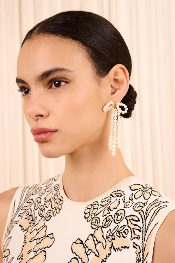 Ulla Johnson Bow Earring With Mother Of Pearls And Brass