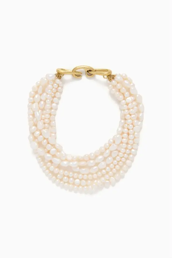 Ulla Johnson Multistrand Choker With Freshwater Cultured Pearls - Pearl