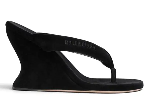 Balenciaga Velvet Geata Wedge Thong Sandal
