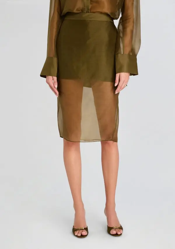 SEROYA Elda Silk Midi Skirt