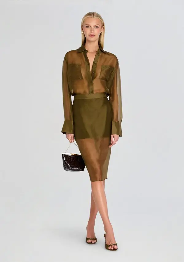 SEROYA Elda Silk Midi Skirt