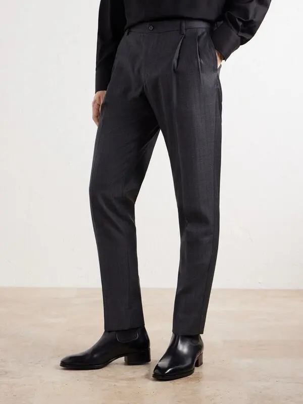 Dolce & Gabbana Straight-leg Pleated Pinstriped Virgin Wool Trousers