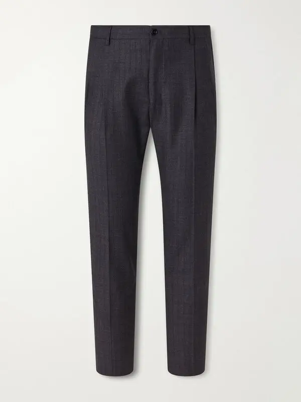 Dolce & Gabbana Straight-leg Pinstriped Virgin Wool Trousers - Gray
