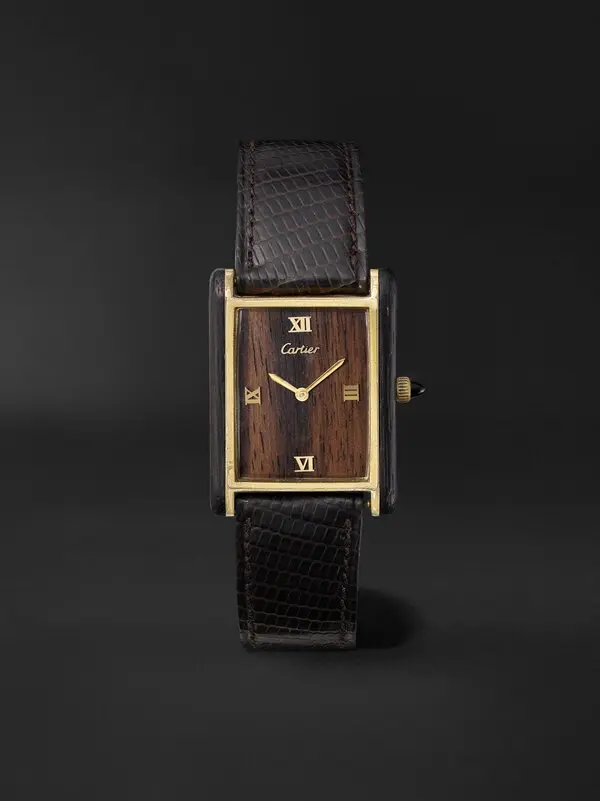 STEPHANIE WINDSOR Cartier Vintage 1970s Must De Cartier Tank Palissandre De Rio Hand-wound 25mm Stainless Steel And Rosewood Watch, Ref. 21611 - Brown