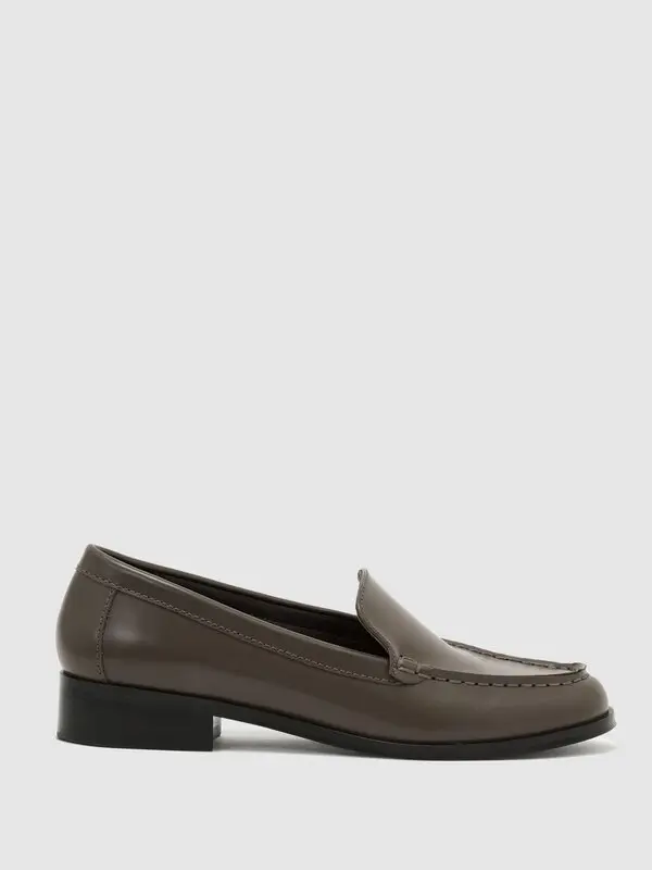 REISS Renee Leather Apron-toe Loafers