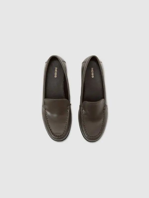 REISS Renee Leather Apron-toe Loafers