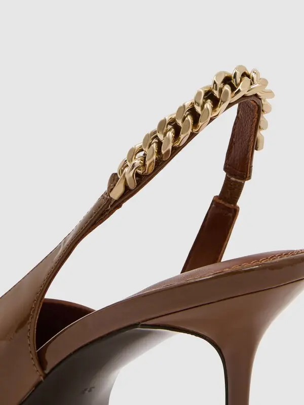 REISS Lucia Patent-leather Chain-slingback Heels