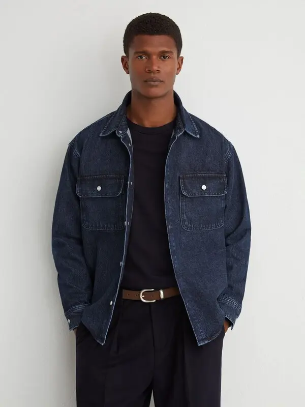REISS Kravitz Twin-pocket Rigid-denim Jacket