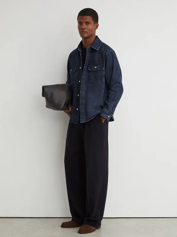 REISS Kravitz Twin-pocket Rigid-denim Jacket