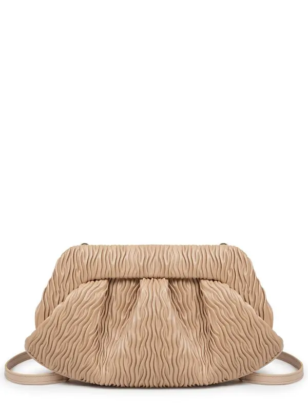 THEMOIRE Bios" Twisted Clutch In Apple Leather - Beige