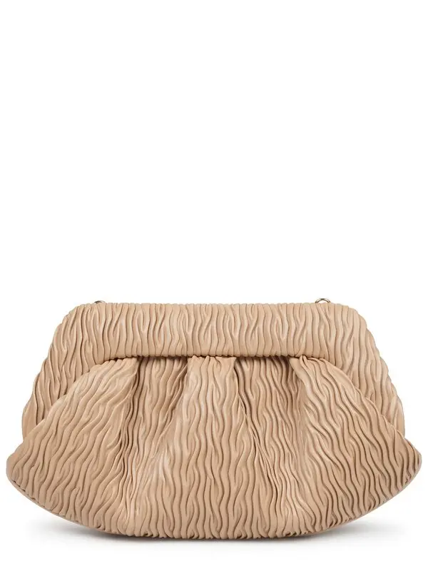 THEMOIRE Bios" Twisted Clutch In Apple Leather - Beige