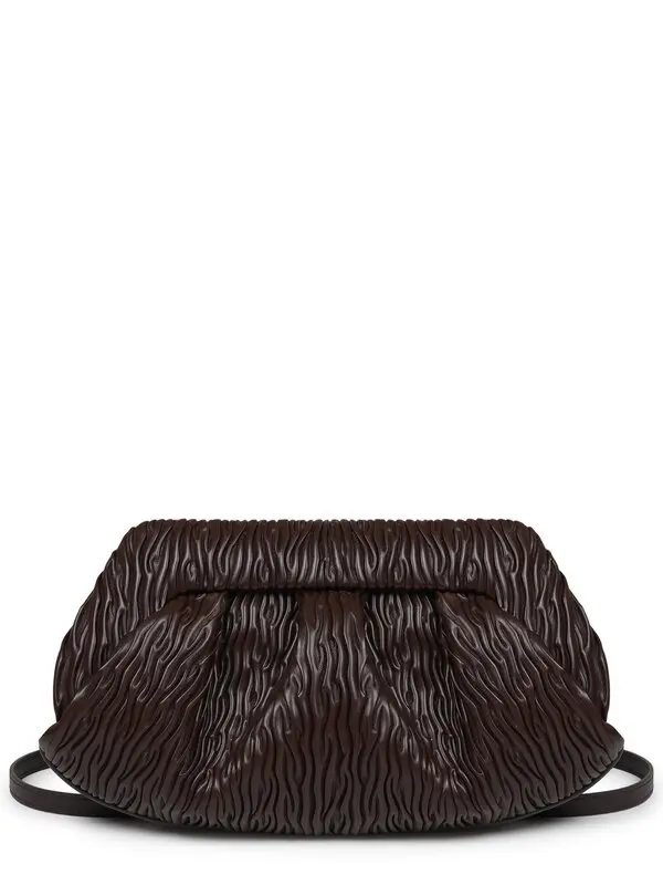 THEMOIRE Clutch "bios" In Fibra Di Mela Arricciata - Brown