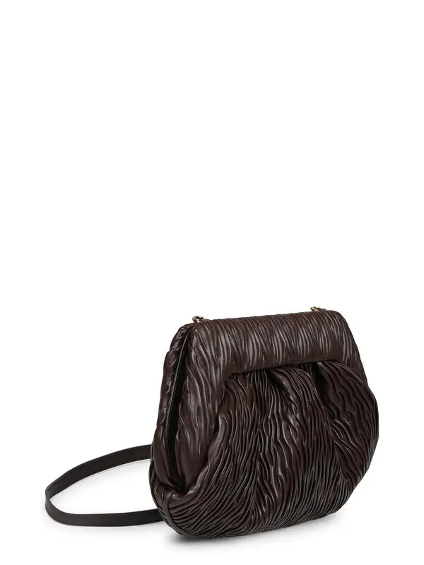 THEMOIRE Clutch "bios" In Fibra Di Mela Arricciata - Brown