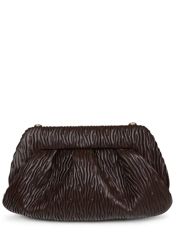 THEMOIRE Clutch "bios" In Fibra Di Mela Arricciata - Brown