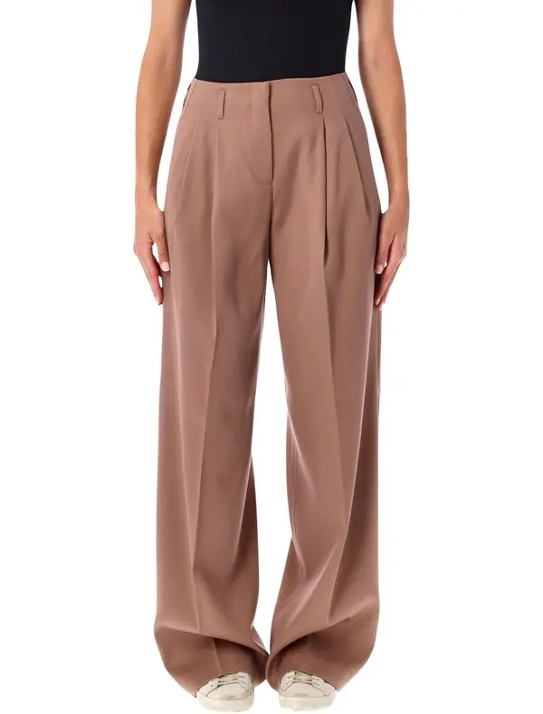 GOLDEN GOOSE Tailored Virgin Wool High-waisted Wide-leg Pants With Star Detail - Pink
