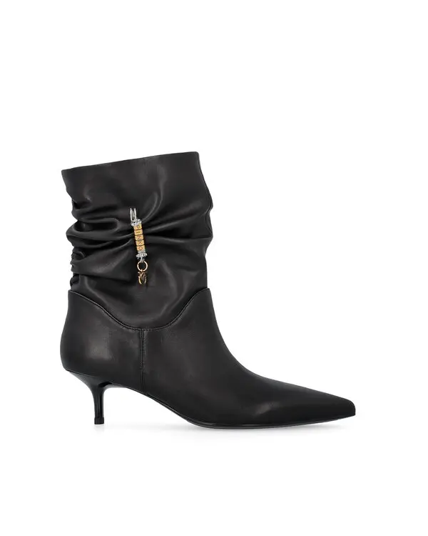 Pinko Ruched Pointed-toe Kitten Heel Ankle Boots