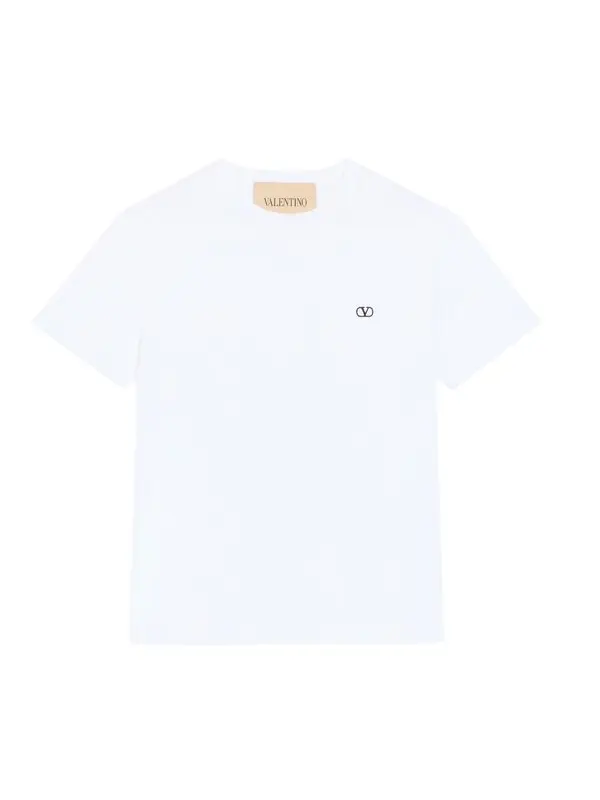 Valentino Garavani Vlogo Embroidered 100% Cotton Crewneck T-shirt
