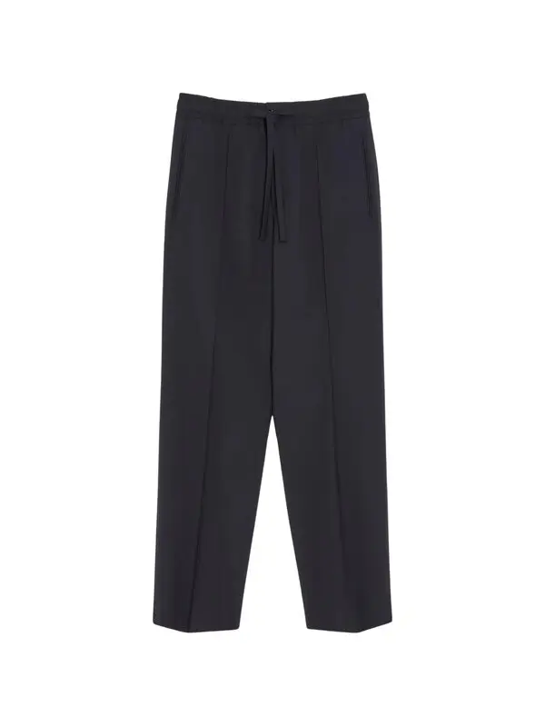Valentino Garavani Inspired Wool & Mohair Trousers With Embroidered Vlogo - Navy
