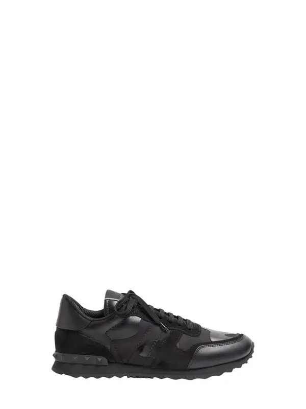 Valentino Garavani Rockrunner Mesh Sneaker With Rockstud Leather Inserts
