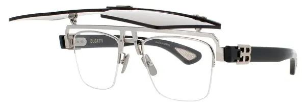 BUGATTI Metal Sunglasses With Flip-down Clip-on