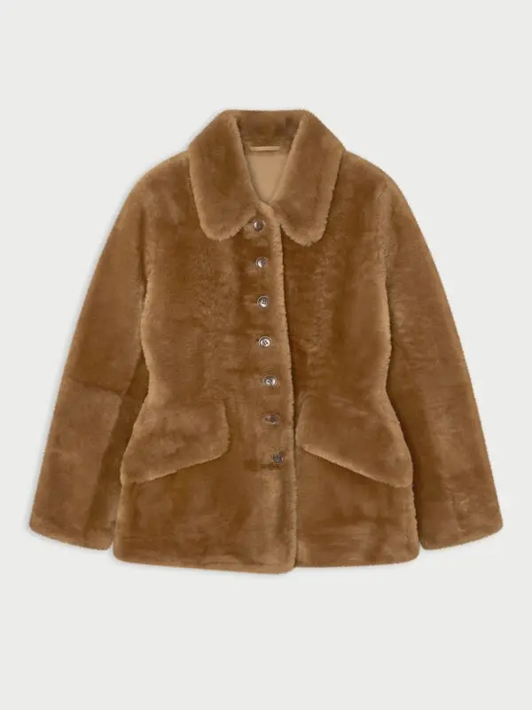 BY MALENE BIRGER Adeline Shearling Jacket - Toffee