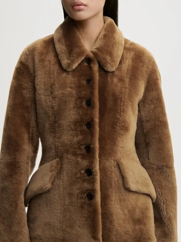 BY MALENE BIRGER Adeline Shearling Jacket - Toffee