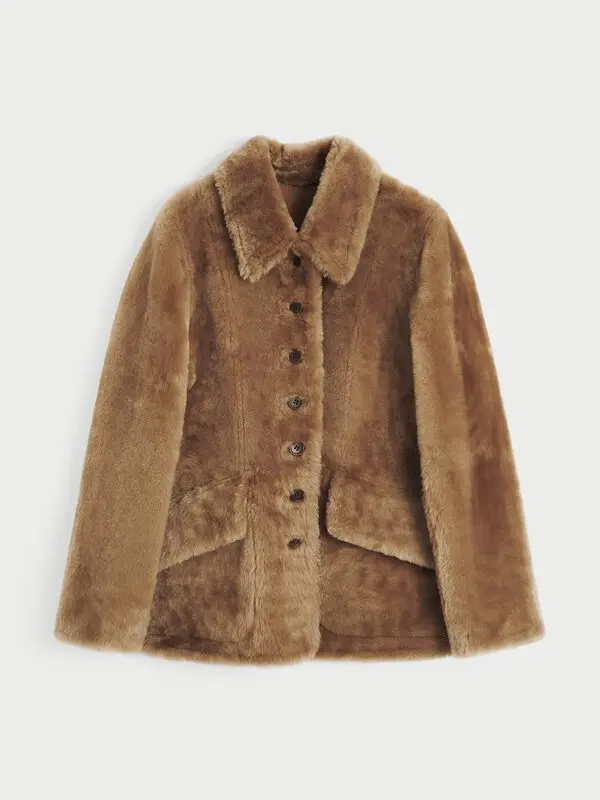 BY MALENE BIRGER Adeline Shearling Jacket - Toffee