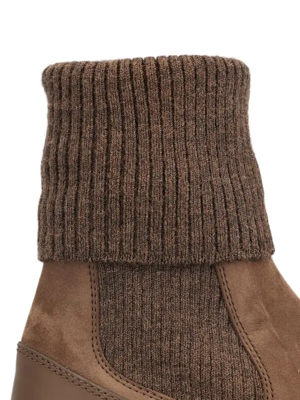 TOD'S Leather Knitted Chelsea Boots - Brown