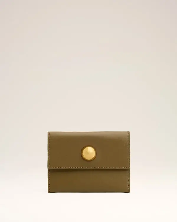 AMI Paris Leather Carrousel Folded Card Holder Green