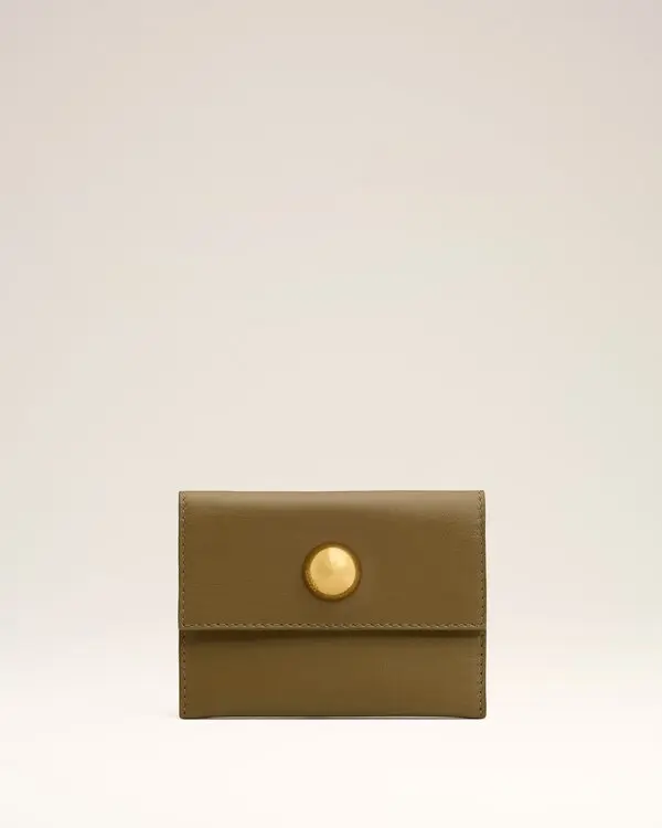 AMI Paris Leather Carrousel Folded Card Holder Green