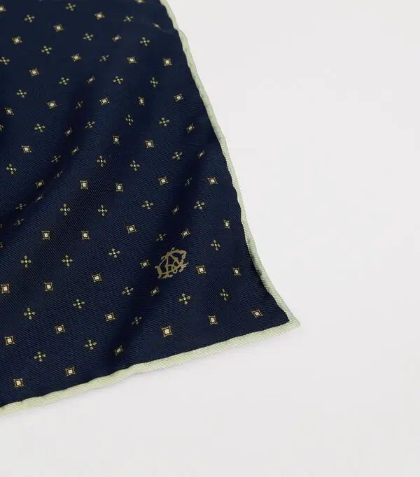Dunhill Mulberry Silk Geometric Pocket Square