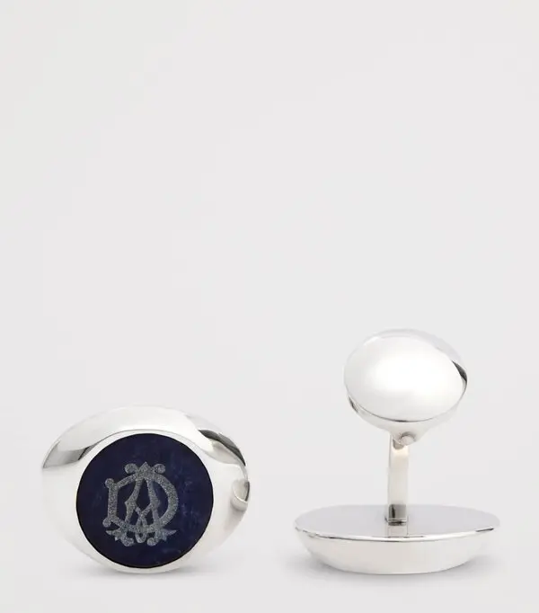 Dunhill Rhodium-plated Silver And Sodalite Ad Cypher Cufflinks