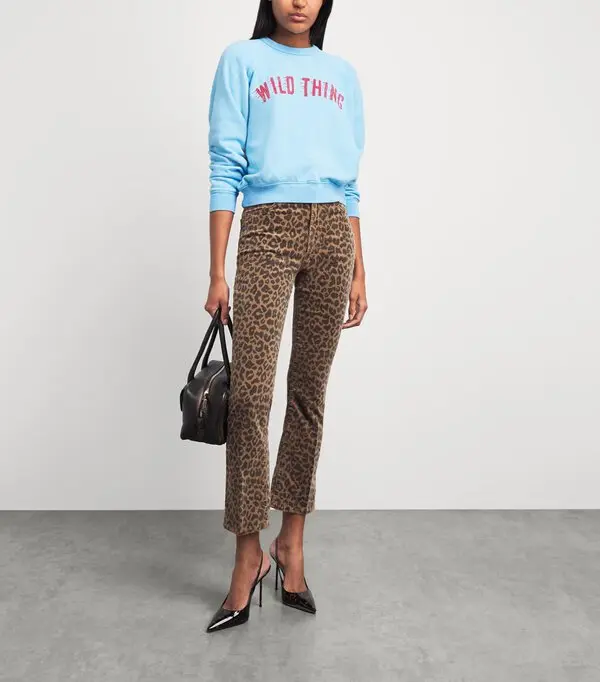 MOTHER Cheetah Print The Hustler Flood Flared Jeans