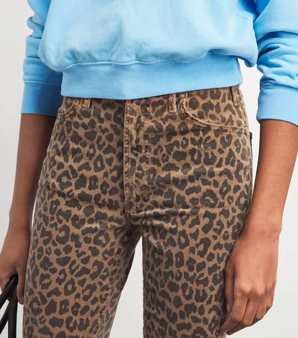 MOTHER Cheetah Print The Hustler Flood Flared Jeans