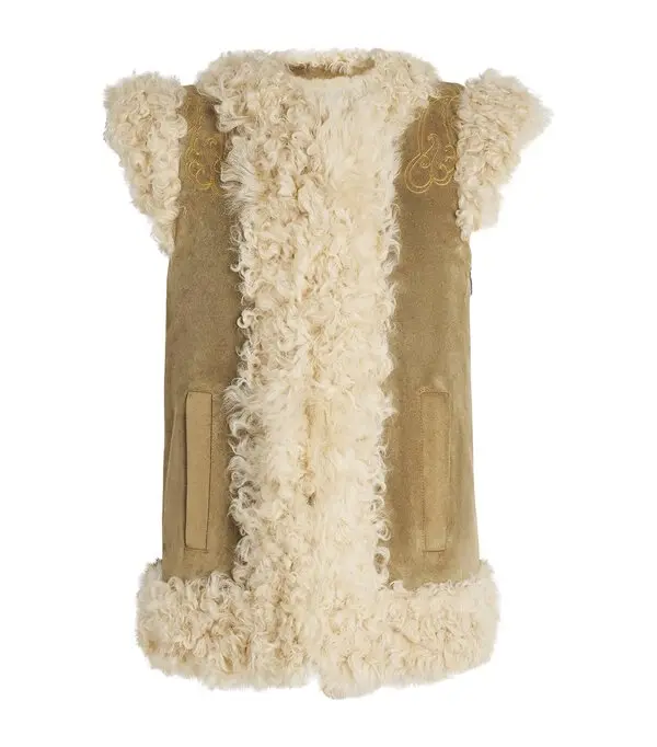 Etro Shearling Embroidered Gilet