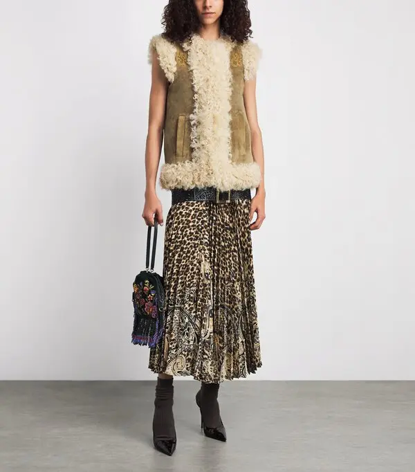 Etro Shearling Embroidered Gilet