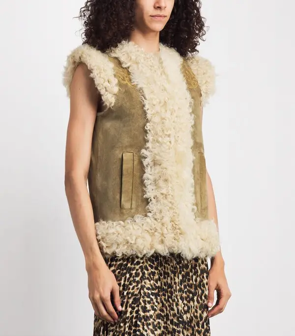 Etro Shearling Embroidered Gilet