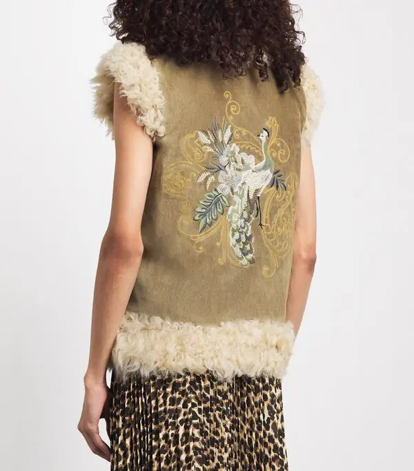 Etro Shearling Embroidered Gilet