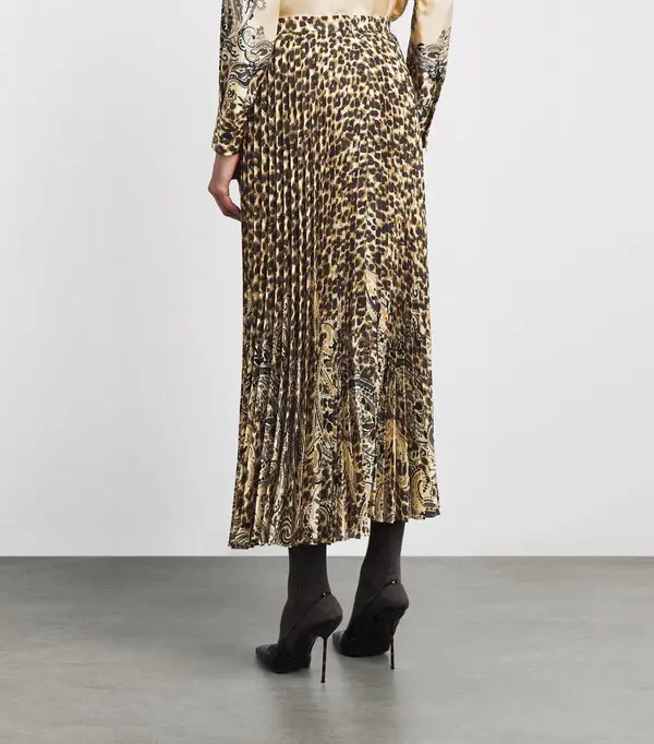 Etro Leopard And Paisley Print Pleated Maxi Skirt - Beige