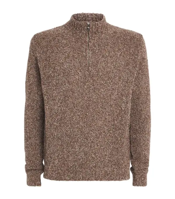 MAURIZIO BALDASSARI Cashmere-silk Bouclé Quarter-zip Sweater