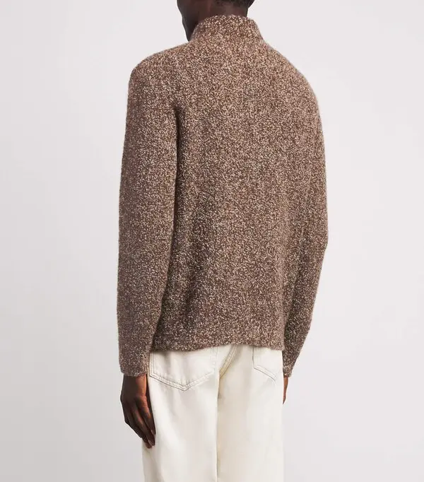 MAURIZIO BALDASSARI Cashmere-silk Bouclé Quarter-zip Sweater