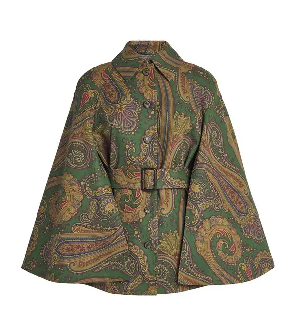 Etro Cotton Gabardine Paisley Cape Jacket