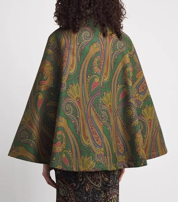 Etro Cotton Gabardine Paisley Cape Jacket