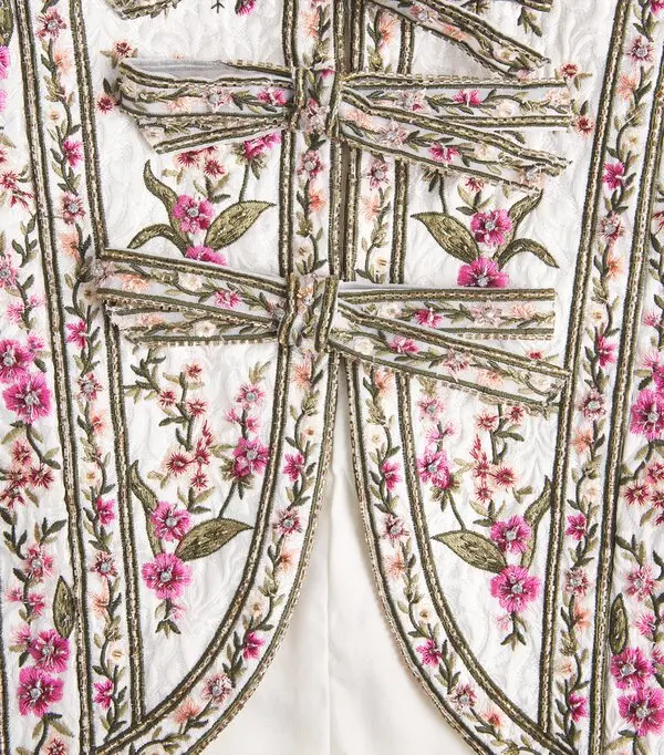 Alice + Olivia Embellished Floral Brocade Cropped Jacket