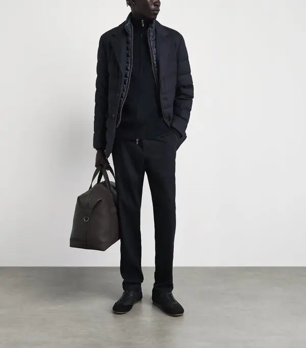 Herno Silk-cashmere Quilted Hybrid Jacket - Navy