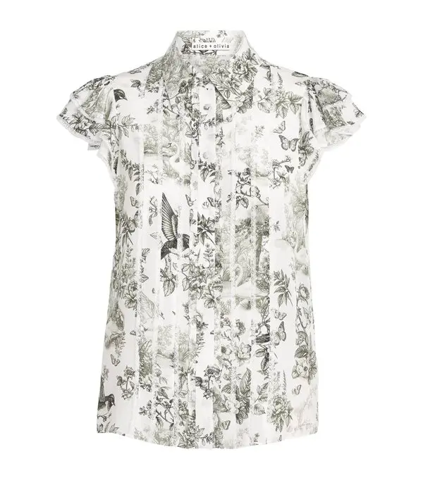 Alice + Olivia Ruffle Minda Blouse - White