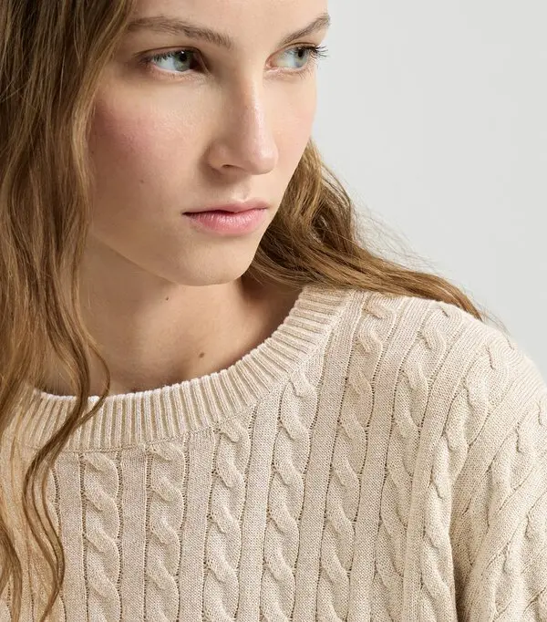 Brunello Cucinelli Cable Knit Short Sleeve Sweater - Yellow